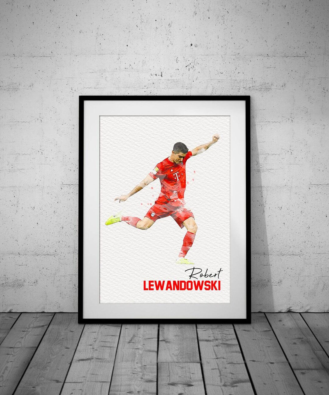Robert Lewandowski Bayern Munich Watercolour Style Football Print A4 ...