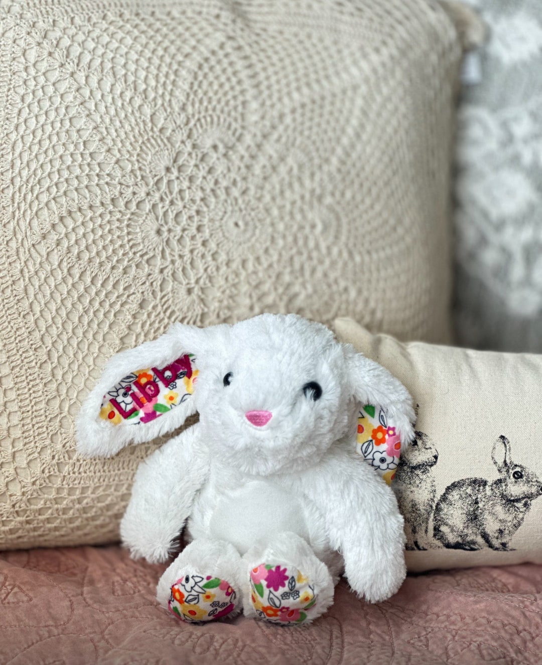 Personalized Easter Bunny Plush, Embroidered Bunny Plush, Easter Basket ...