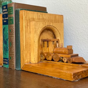 Vintage Wooden Train Bookends - Etsy