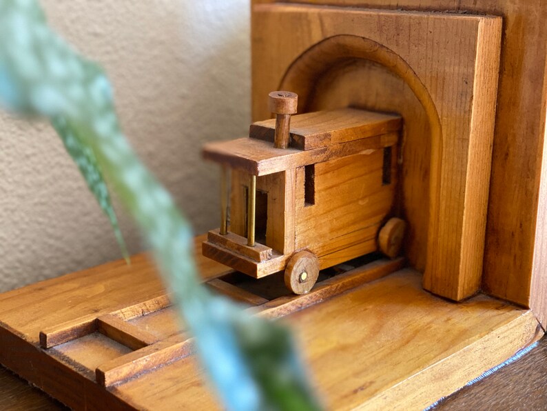Vintage Wooden Train Bookends - Etsy