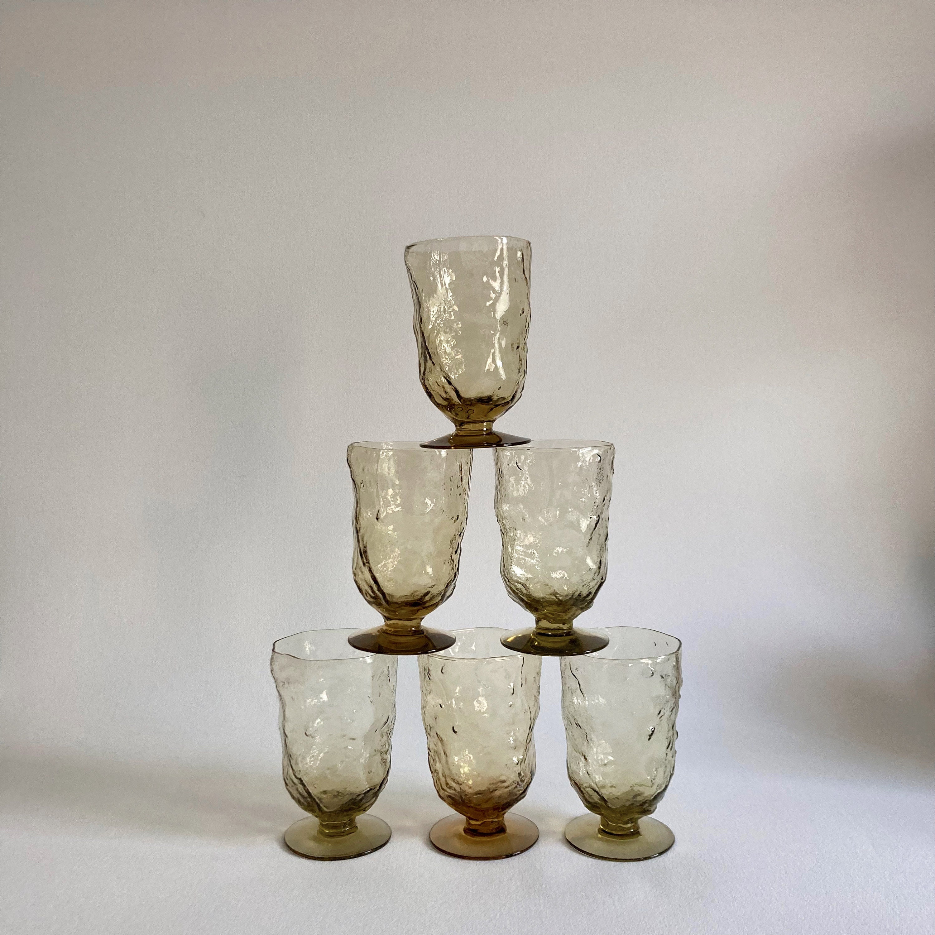 Morgantown Crinkle Pattern Drink Glass in Amber Set of 6 - Etsy