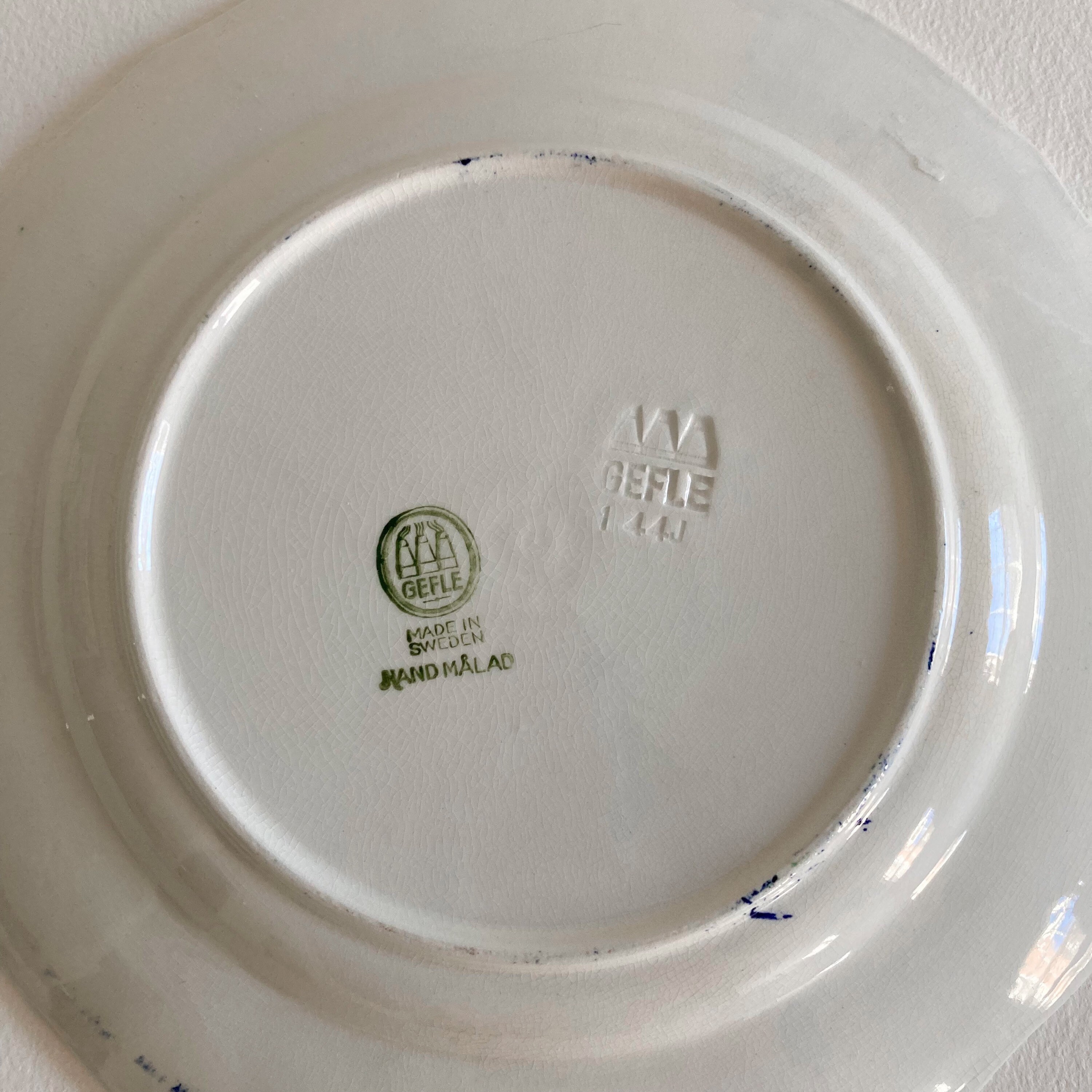 GEFLE Ceramic Swedish Plate Tulip Pattern in Green & White 20th Century ...