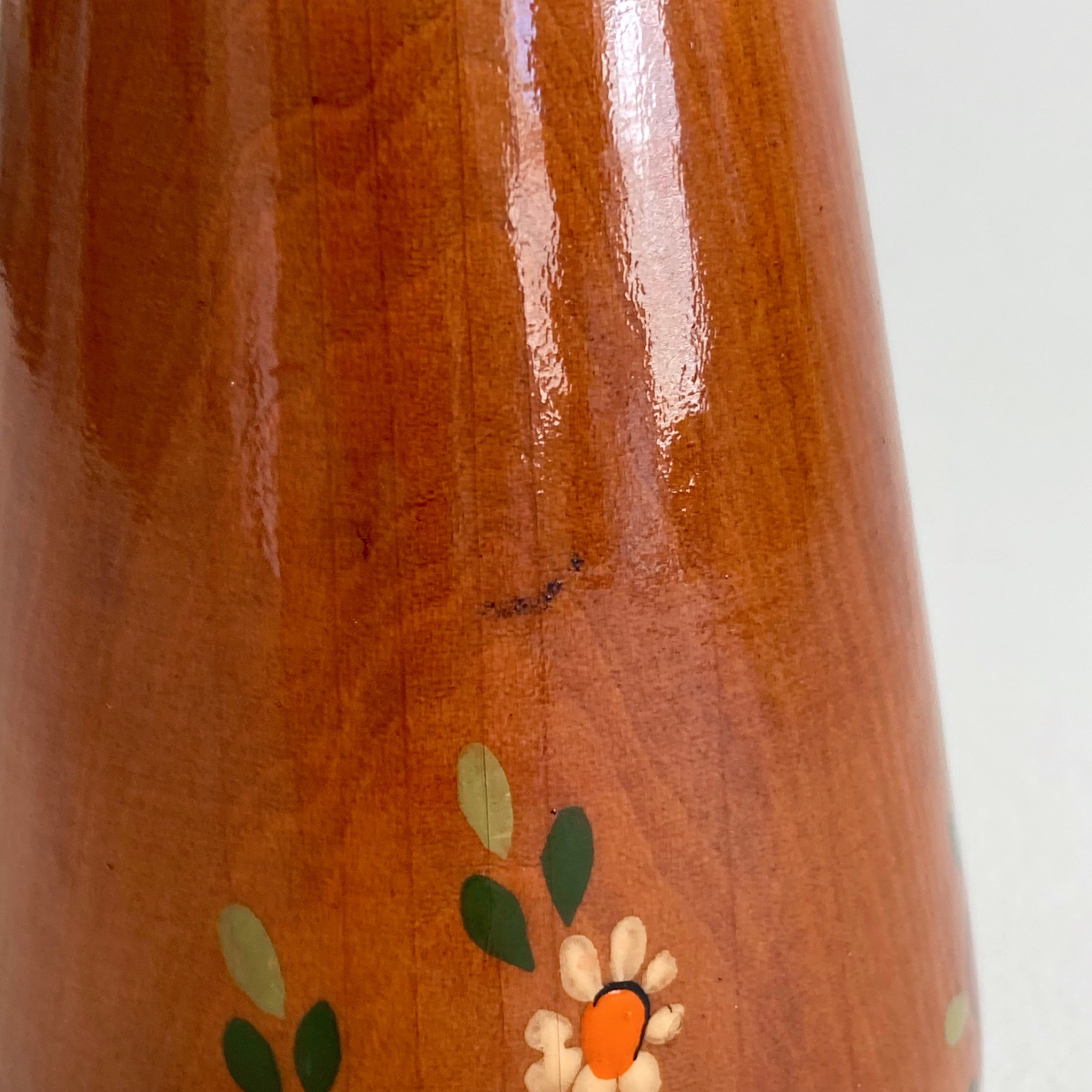 Flower Folk Art Painted Wood Vase Romania 20th Century 4 Inches Tall ...