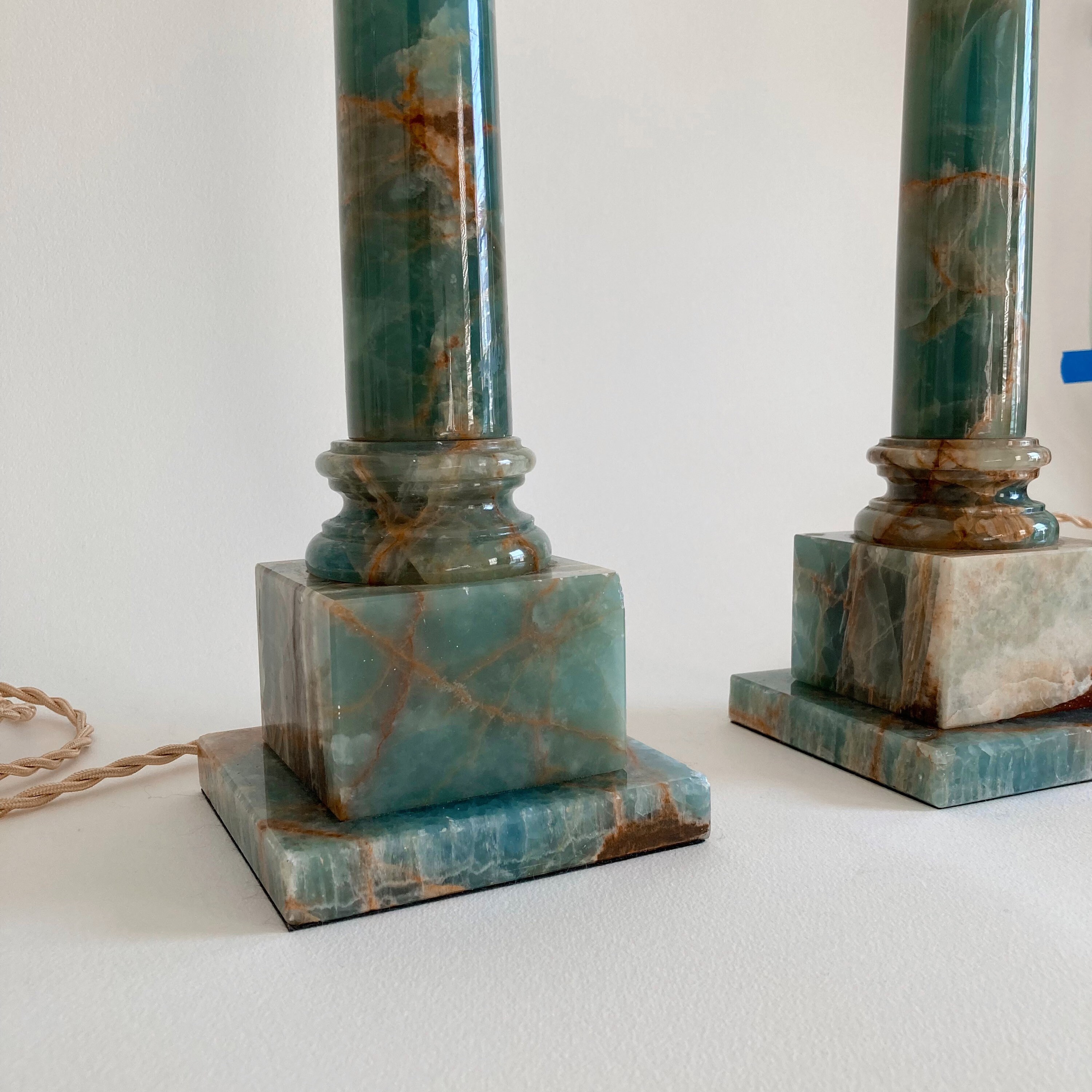 Neoclassical Marble Column Lamps – Green Rust Dark Brown Tan Cream ...