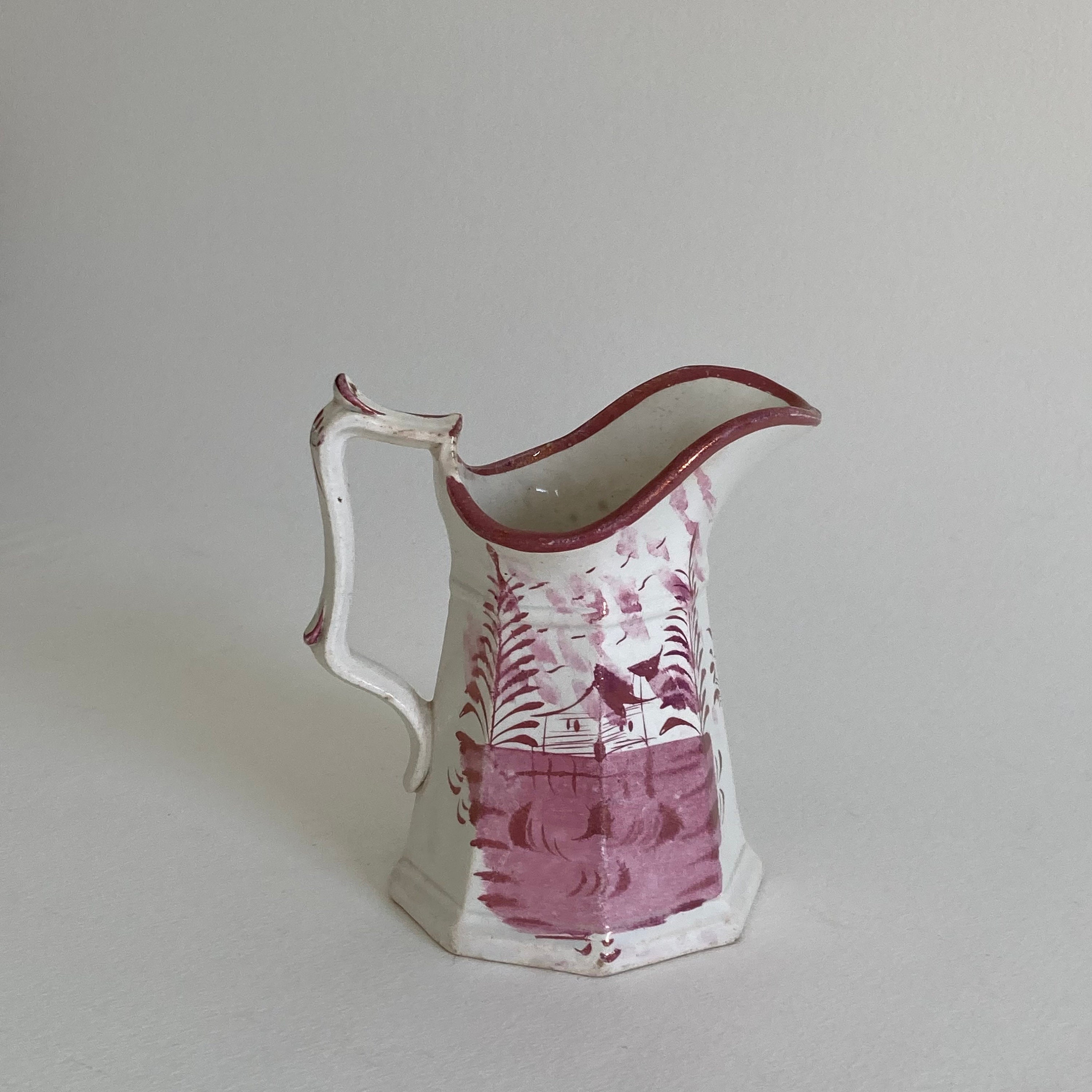 Circa 1830, Antique English Pearlware Lusterware Pitcher Pink & Ivory ...