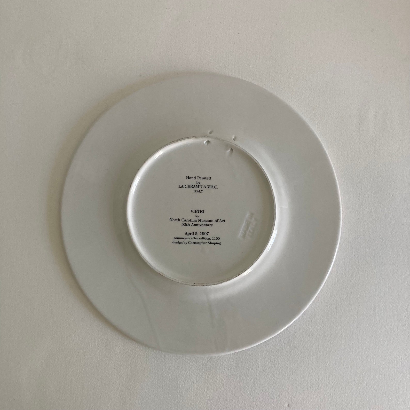 Hand Painted Vietri Plate: NC Museum of Art 50th Anniversary, Italy - Etsy