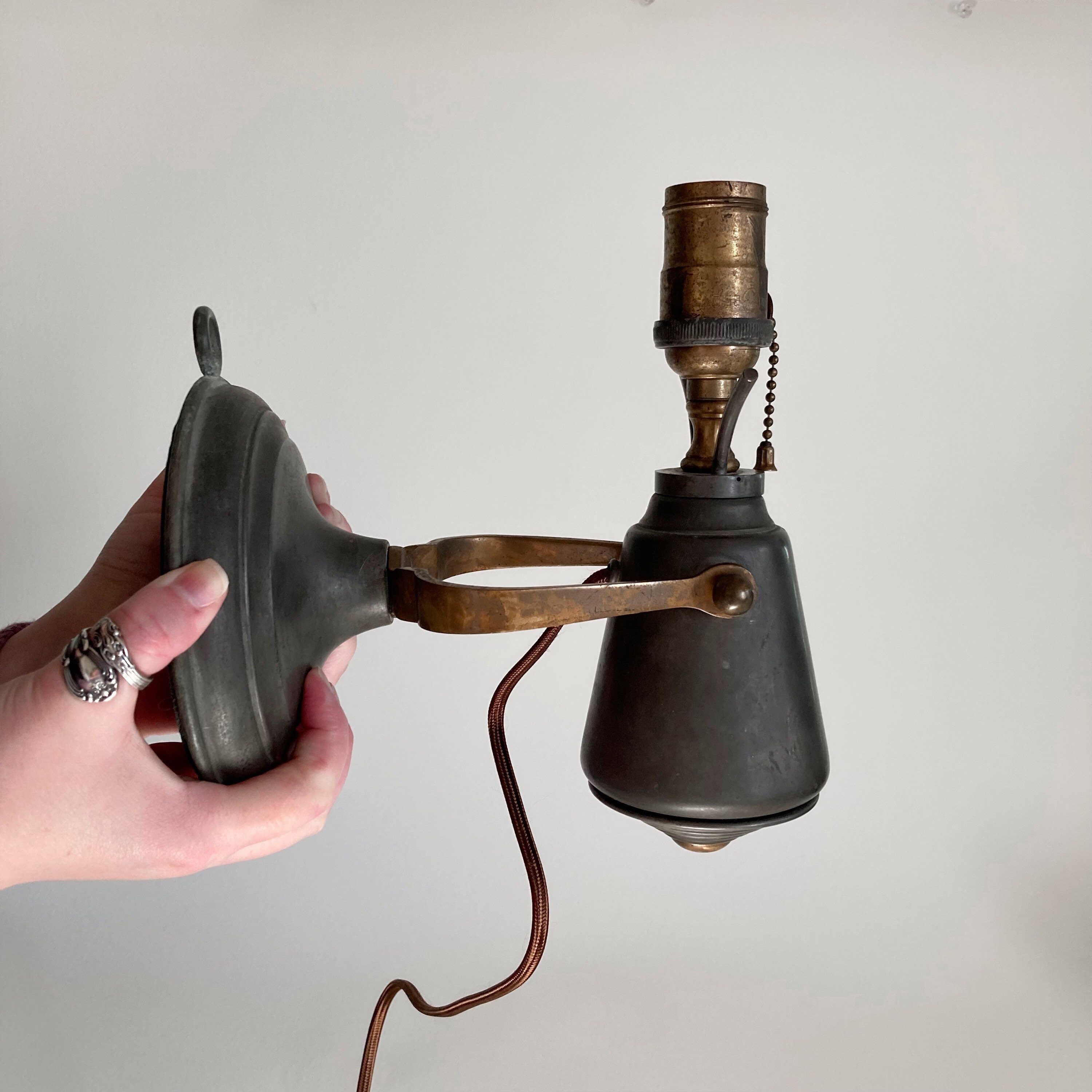 Antique Pewter Gimbal Wall or Table Lights 1860s to 1880s Nautical Ship ...