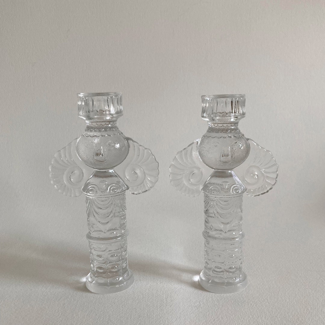 Rosenthal Studio Line Glass Angel Candlesticks - Folk Art Angel - Set ...