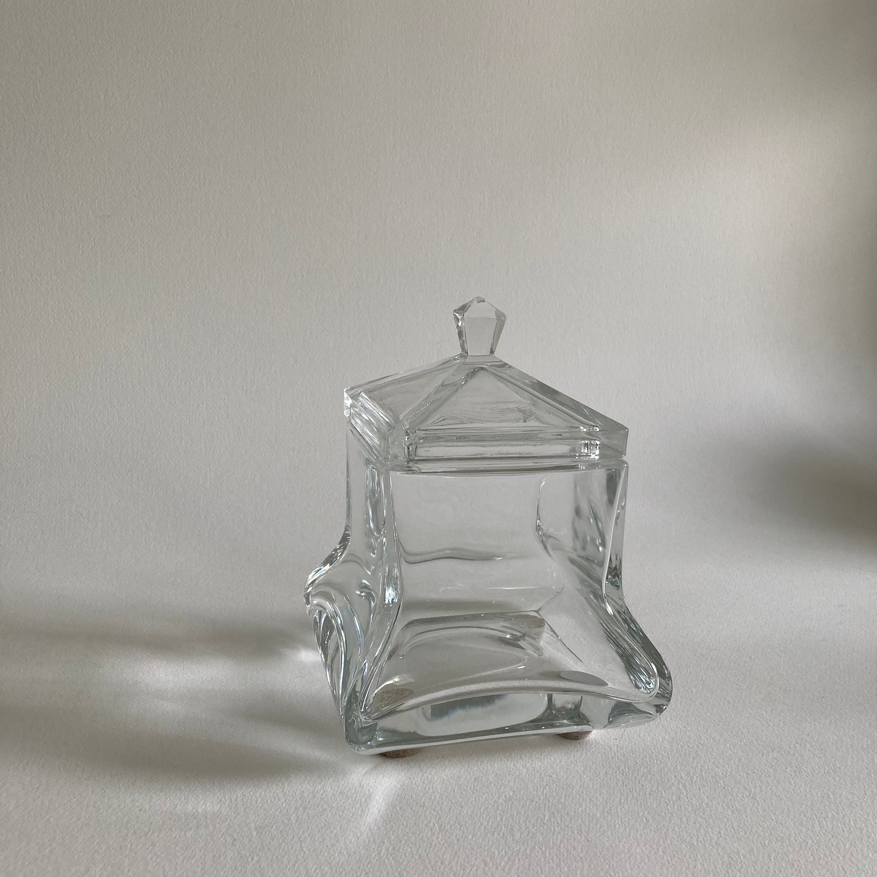 Mid Century Curved Clear Glass Lidded Jar Mid Century Clear - Etsy