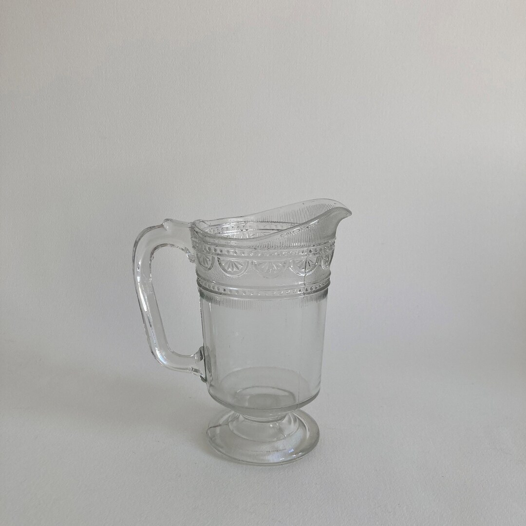 Antique Early American Pressed Glass Small Pitcher – Scrollwork ...