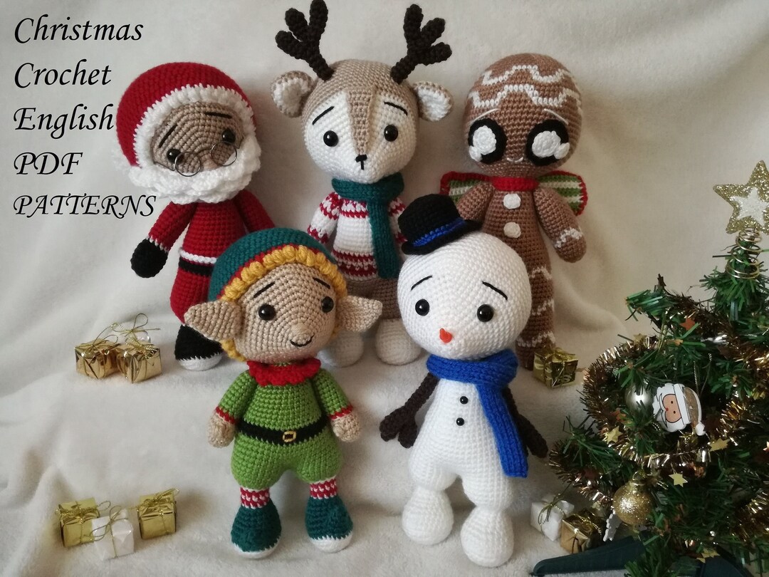 5 Crochet Patterns Christmas Bundle Reindeer, Santa Claus, Snowman ...