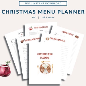 Christmas Menu Planner Printable, Cooking Schedule, Meal Planner, Party ...