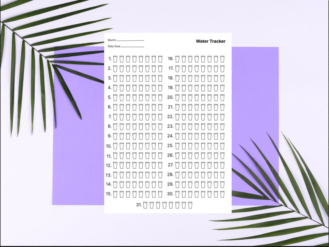 Monthly Water Intake Tracker - Water Tracker Printable - Minimal Water ...