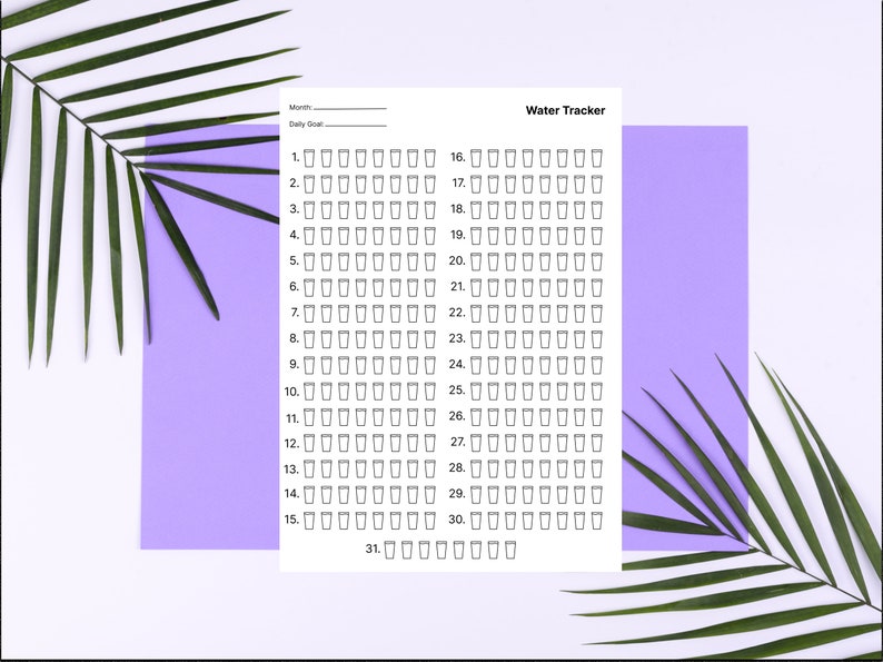 Monthly Water Intake Tracker Water Tracker Printable Minimal Water ...