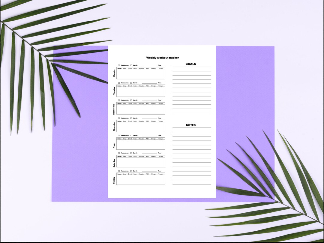 Printable Weekly Workout, Planner Digital Download | Weekly Workout ...