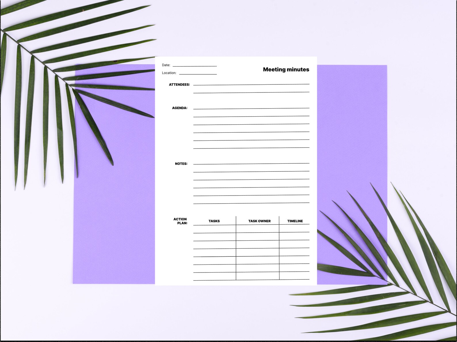 Meeting Minutes Printable, Meeting Notes Download PDF, Printable ...