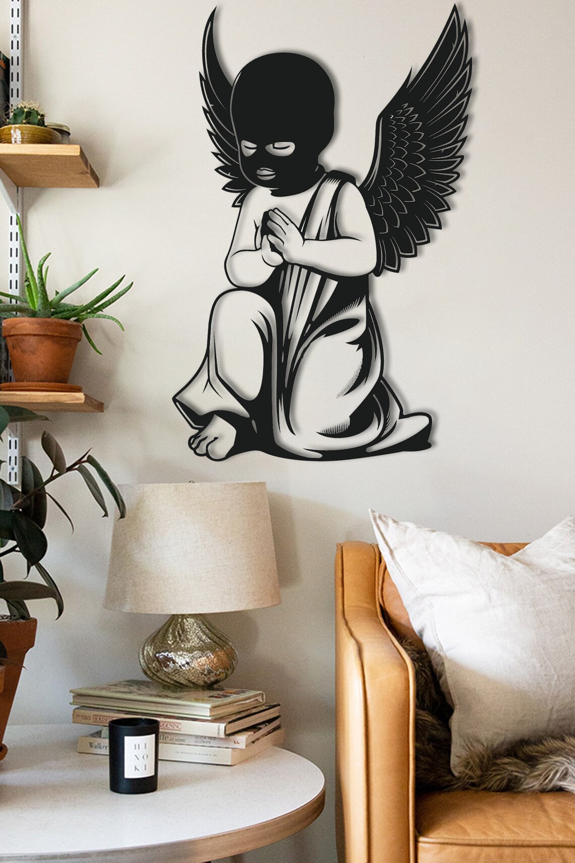 Angel With Ski Mask Wall Art Angel Wear Balaclava Wall Decor | Etsy