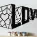 Love Wooden Wall Art - 3D Love Text - Heart Wall Decor - Love ...
