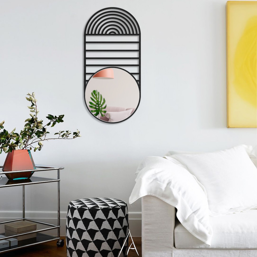 Mid Century Modern Geometric Wall Mirror // Mirror Wall Art, Oval Wall ...