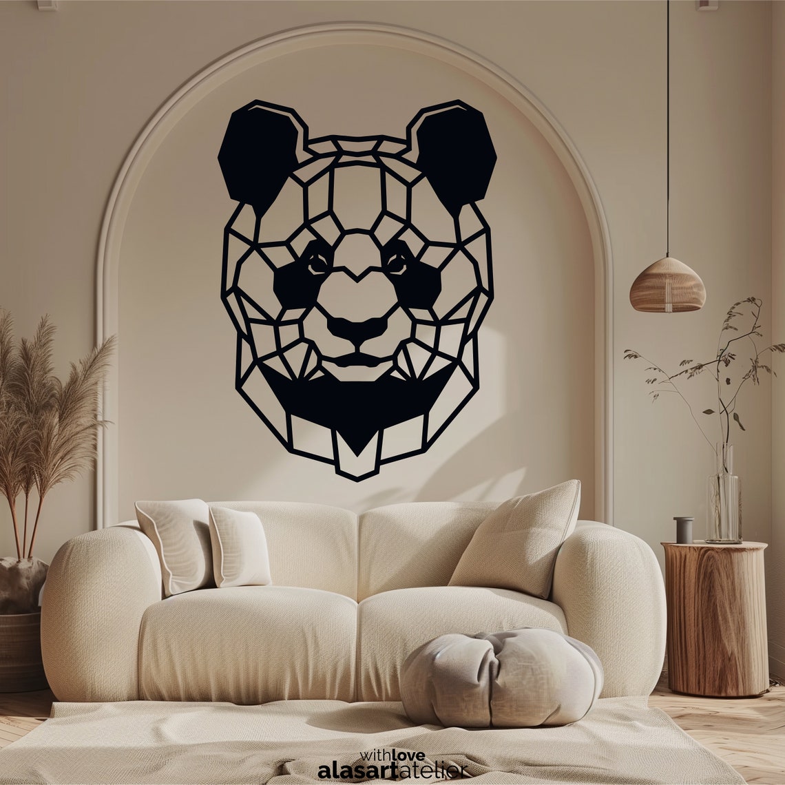 Geometric Panda Wall Decor - Modern Polygon Decor for Nursery or Living ...