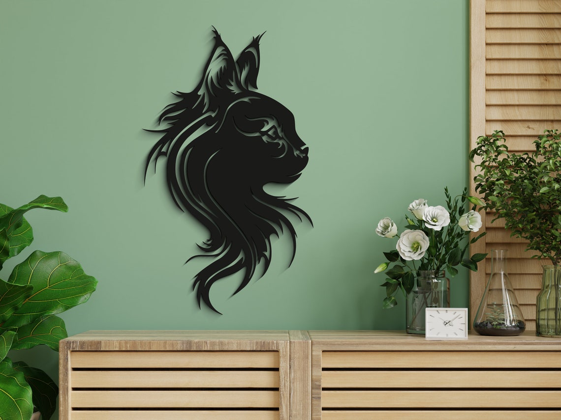 Cat Wooden Wall Art, Cat Themed Gifts - Gift for Cat Lovers - Wooden ...