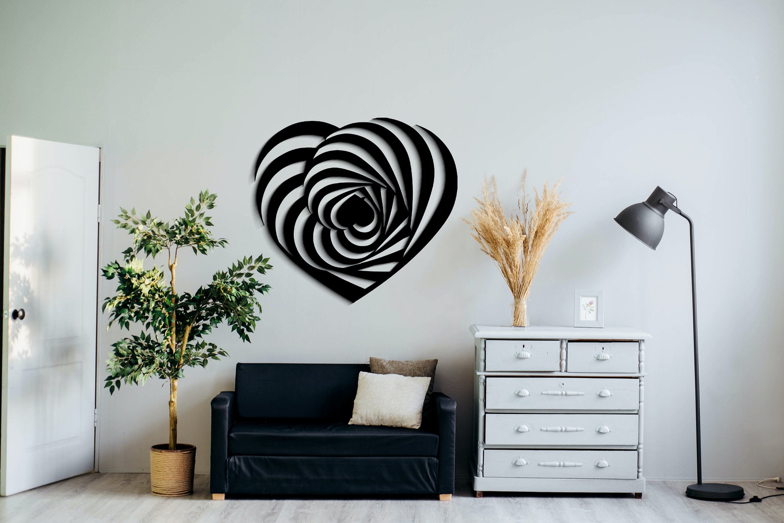 Spiral Heart Wall Art, Wicker Heart Wall Decor, Wooden Heart Wall Decor ...