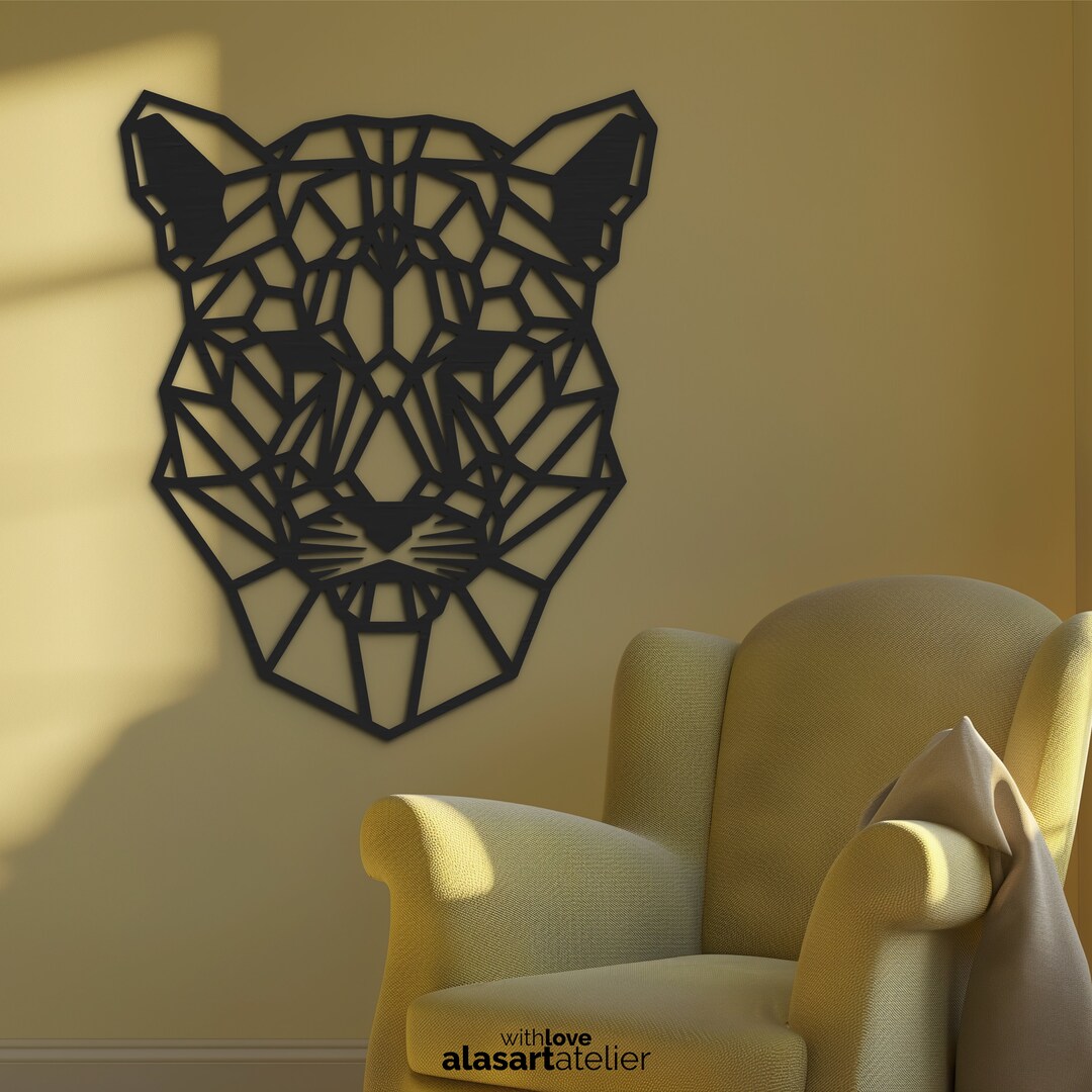 Jaguar Wall Decor Geometric Wall Art, Polygon Wall Art, Unique Living ...