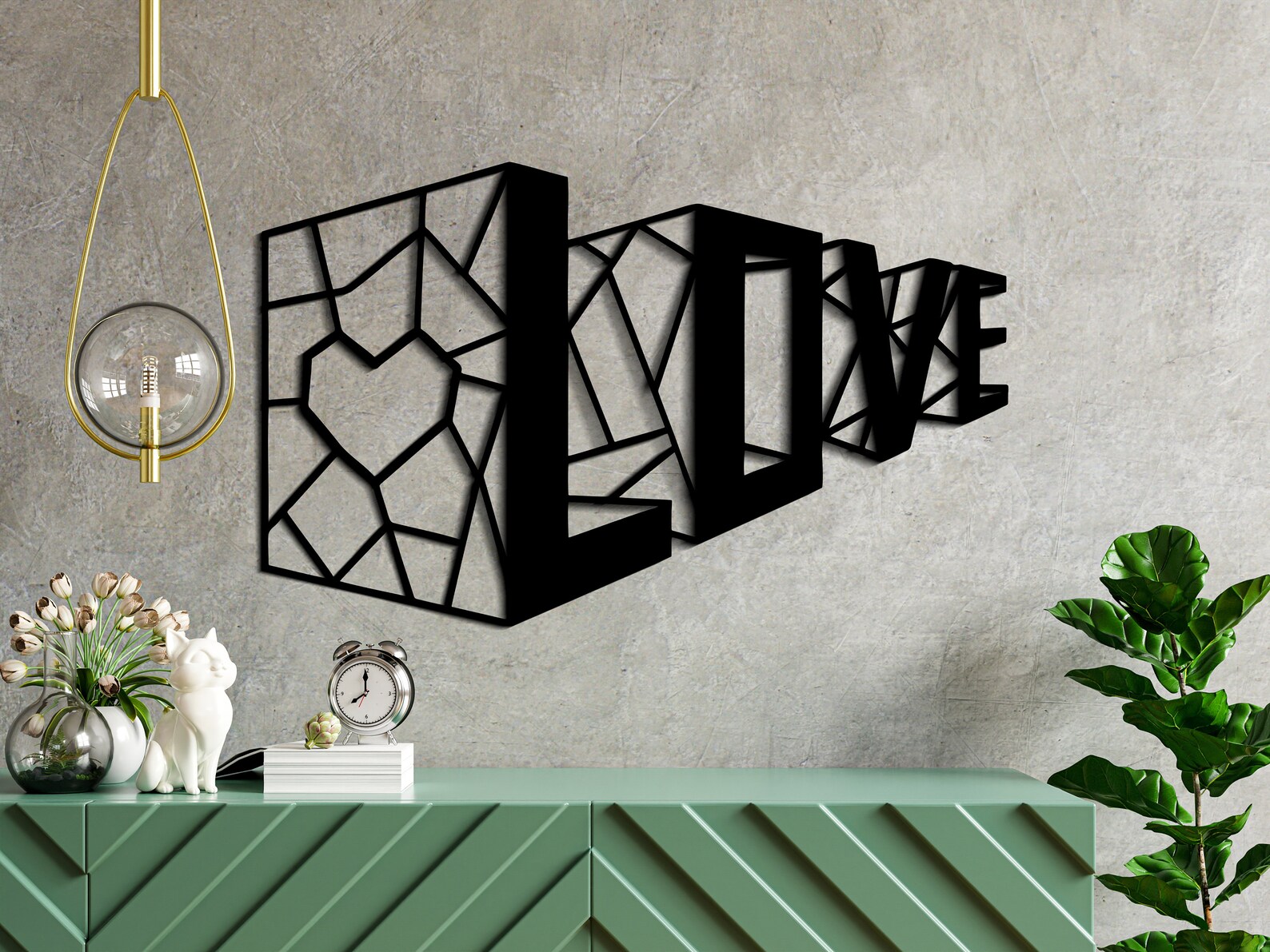 Love Wooden Wall Art - 3D Love Text - Heart Wall Decor - Love ...