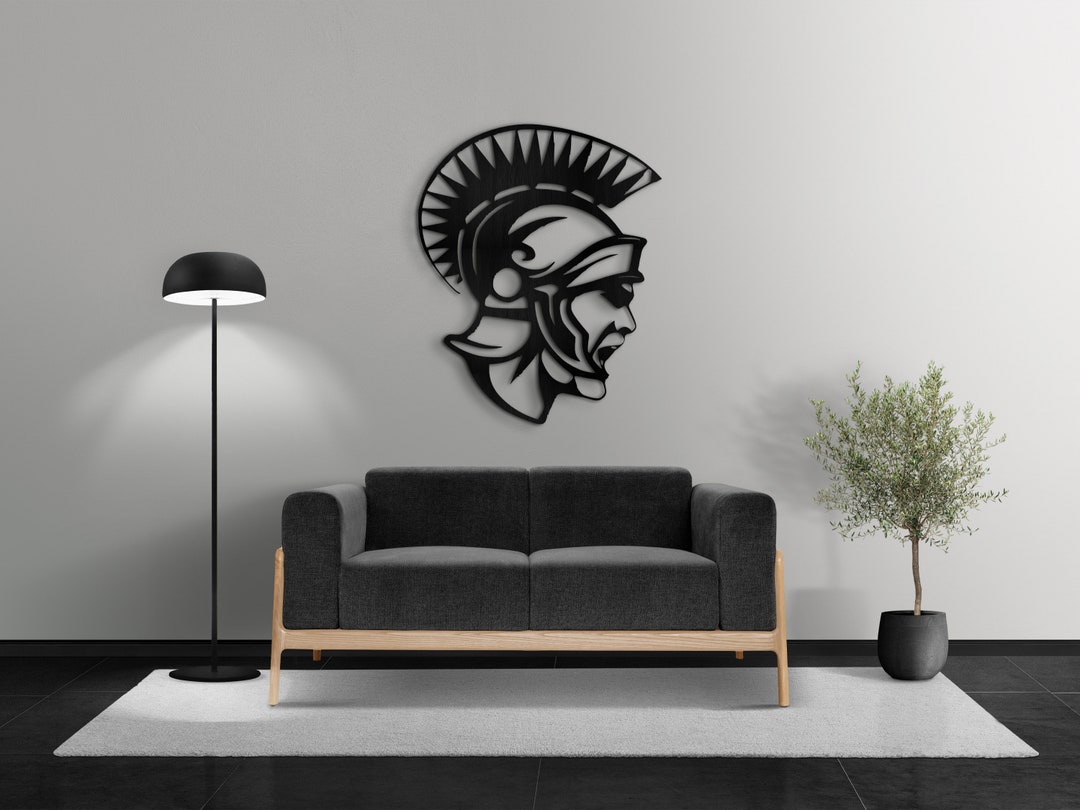 Spartan Wall Art, Wooden Gladiator Wall Art, Spartan Warrior Helmet ...