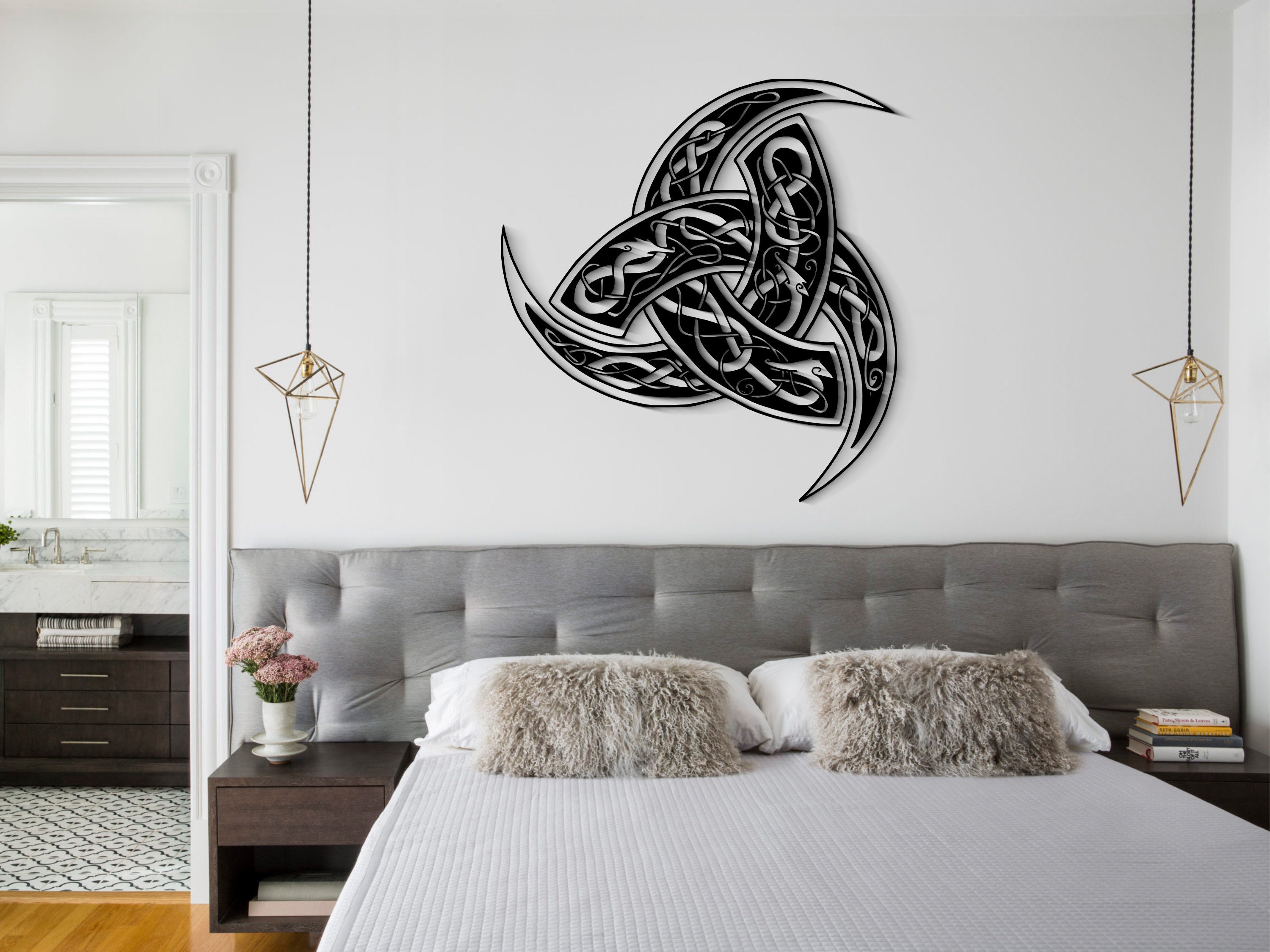 Viking Inspired Triple Horn of Odin Wall Art Norse Symbol - Etsy
