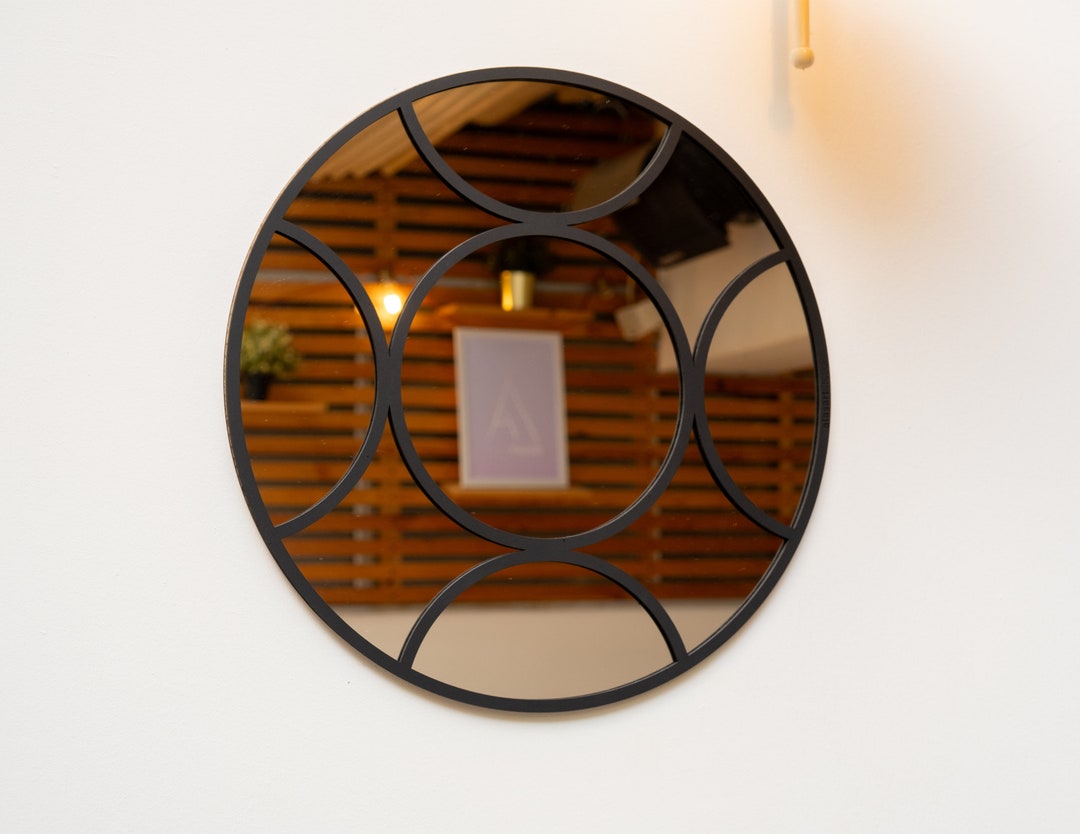 Round Mirror Wall Decor With Geometric Round Decor, Mirror Wall Decor ...