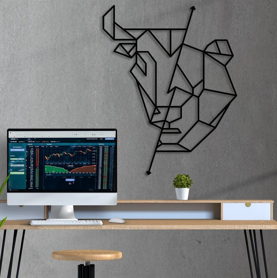Geometric Bull and Bear Trading Wall Decor, Stock Market Wall Art ...