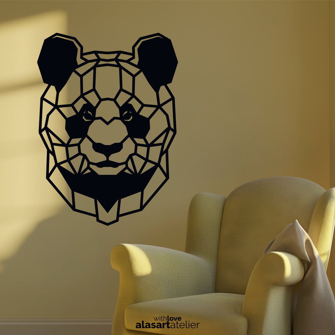 Geometric Panda Wall Decor - Modern Polygon Decor for Nursery or Living ...