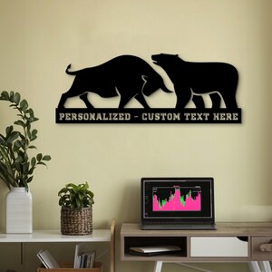Personalized Bull and Bear Trading Wall Decor / Stock Market Wall Art ...
