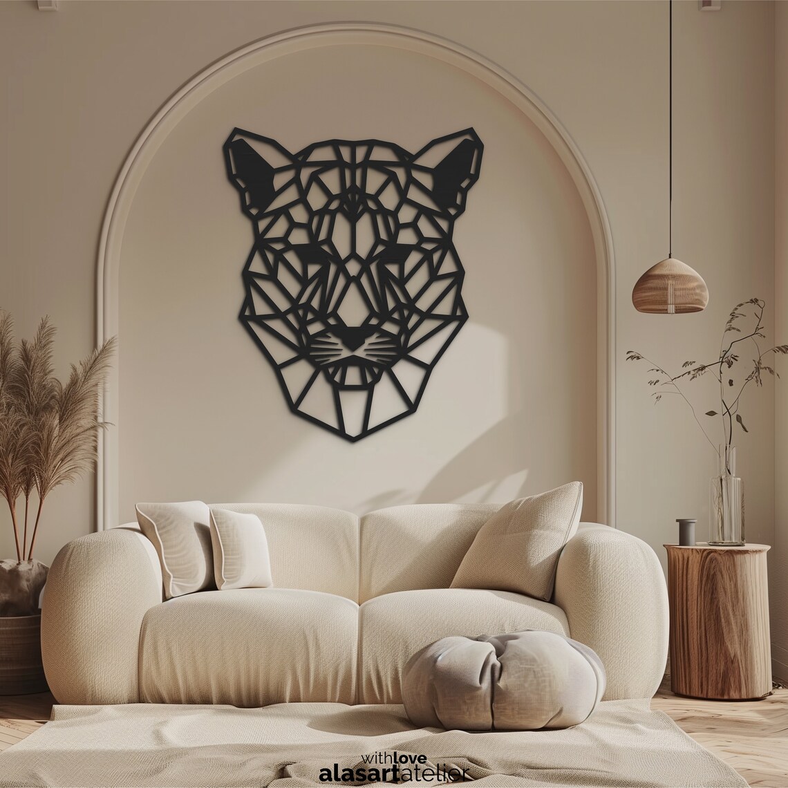 Jaguar Wall Decor - Geometric Wall Art, Polygon Wall Art, Unique Living ...