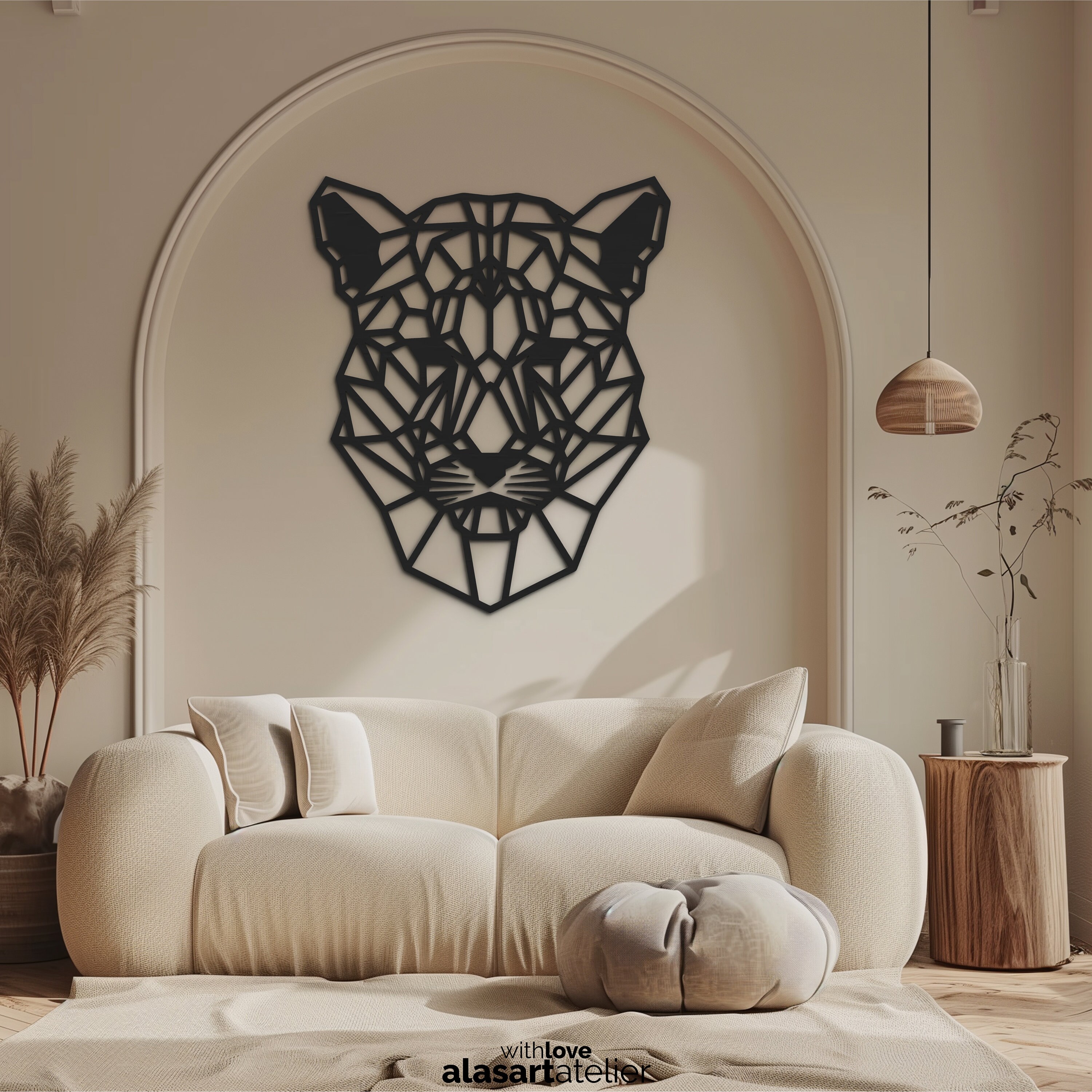 Jaguar Wall Decor - Geometric Wall Art, Polygon Wall Art, Unique Living ...