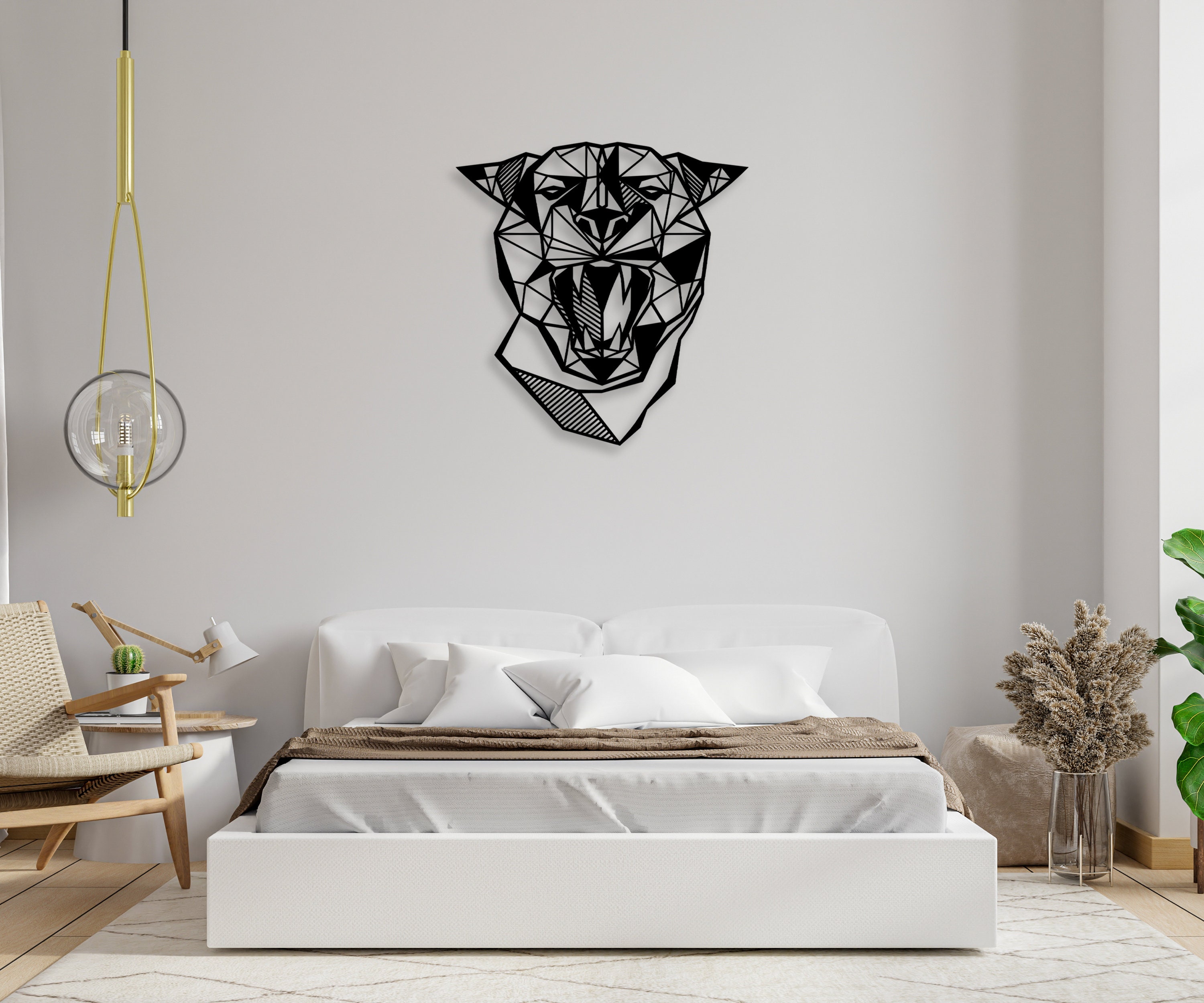 Geometric Puma Wall Art | Black Matte Acrylic Paint | Wooden Wall Decor ...