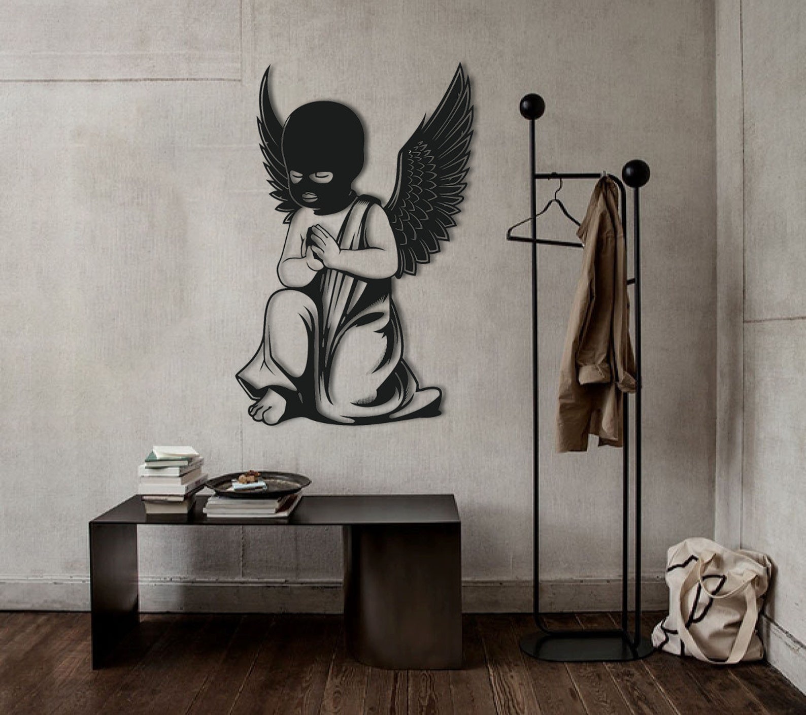 Angel With Ski Mask Wall Art Angel Wear Balaclava Wall Decor | Etsy