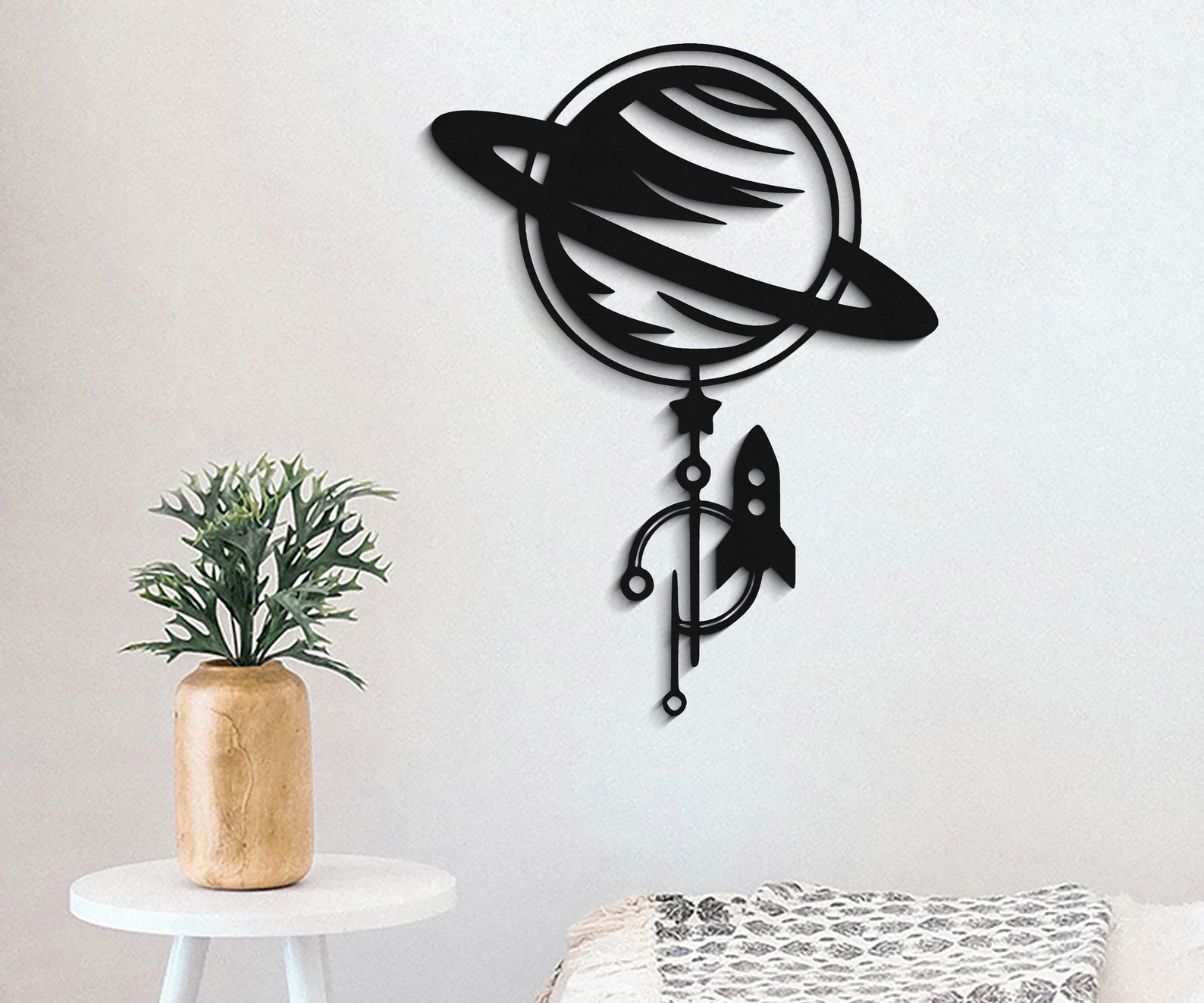 Saturn Wood Wall Decor: Large Minimalist Planet Art - Etsy