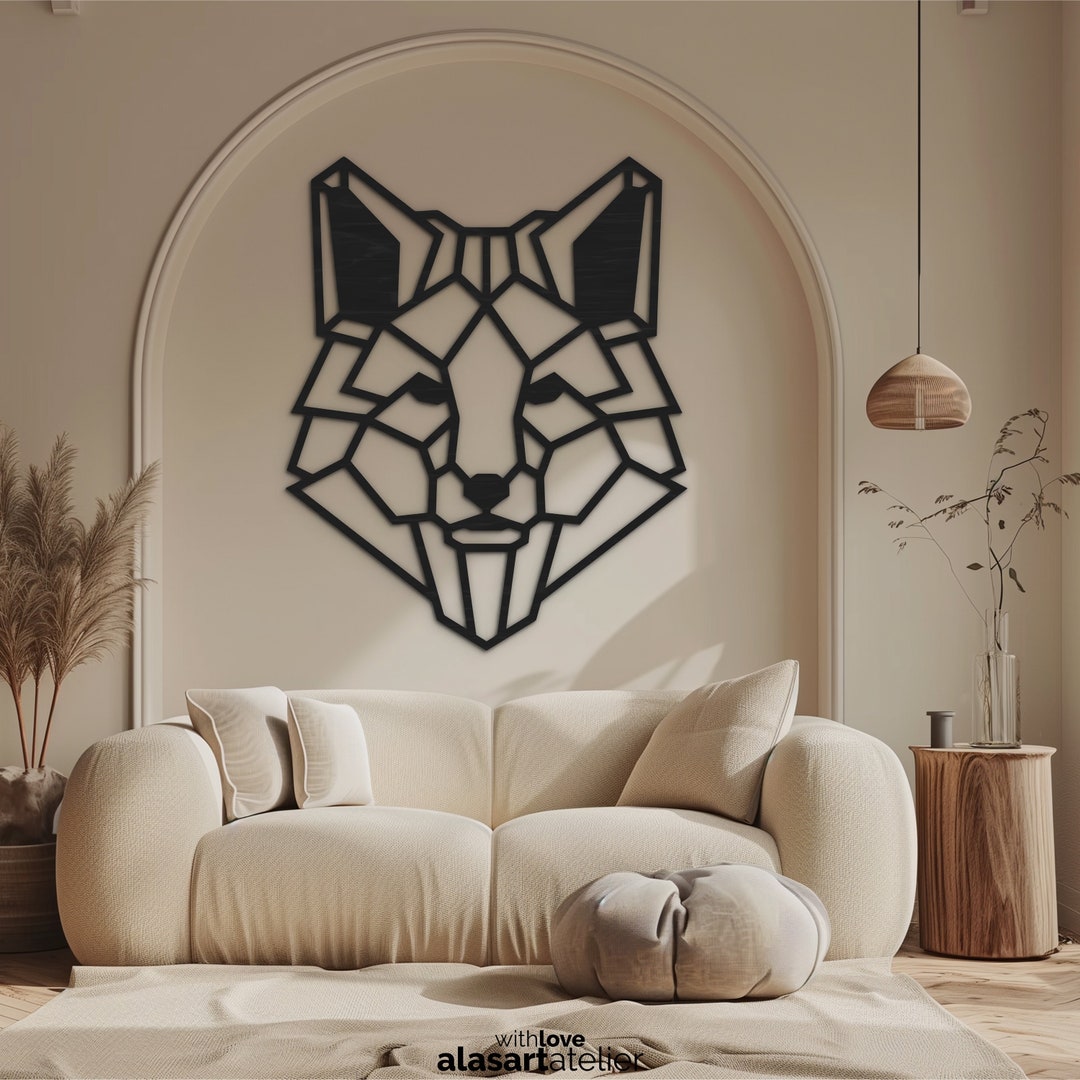 Geometric Fox Wall Decor - Polygon Wall Art, Geometric Wall Art, Unique ...