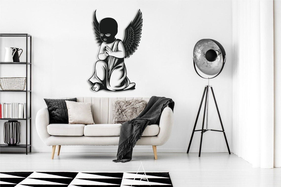 Angel With Ski Mask Wall Art Angel Wear Balaclava Wall Decor | Etsy