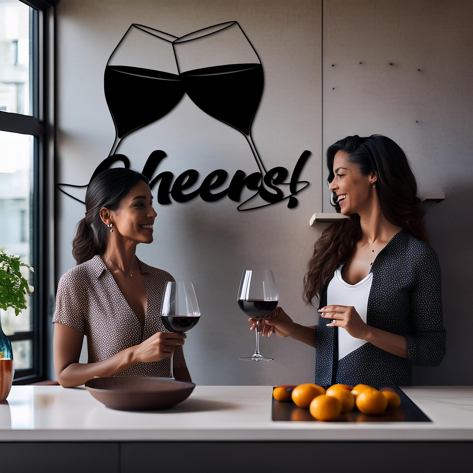 Wine Glass Clinking Wooden Wall Decor, Cheers Wall Art, Wine Art, Wine ...