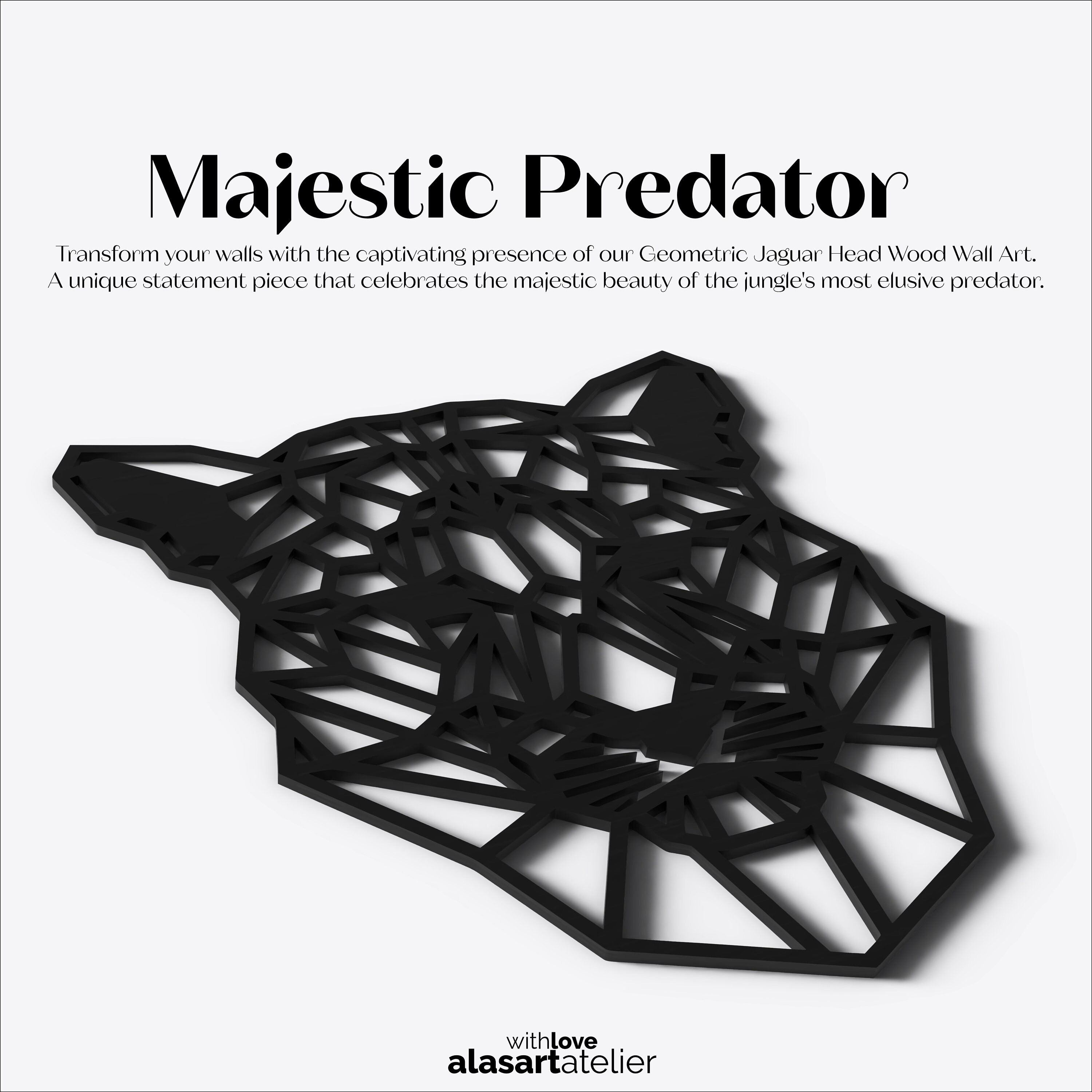 Jaguar Wall Decor - Geometric Wall Art, Polygon Wall Art, Unique Living ...
