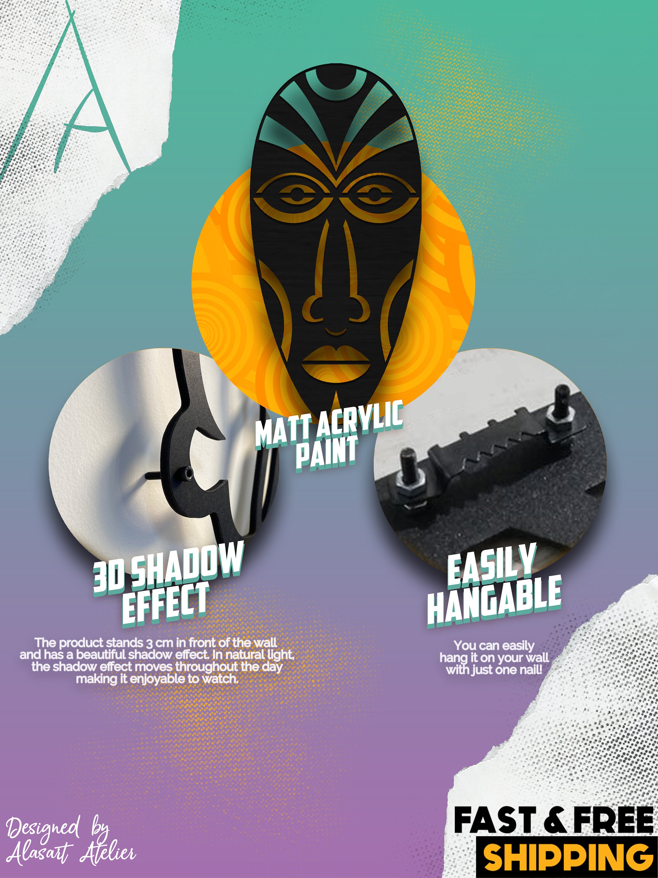 African American Wood Wall Art, African Mask Large, African Masks for ...