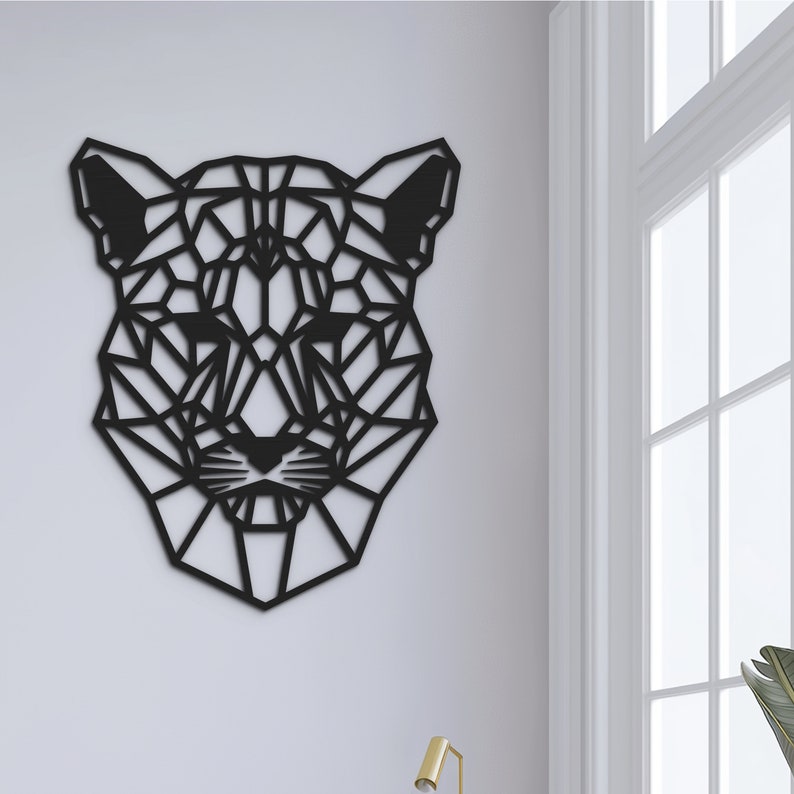 Jaguar Wall Decor - Geometric Wall Art, Polygon Wall Art, Unique Living ...