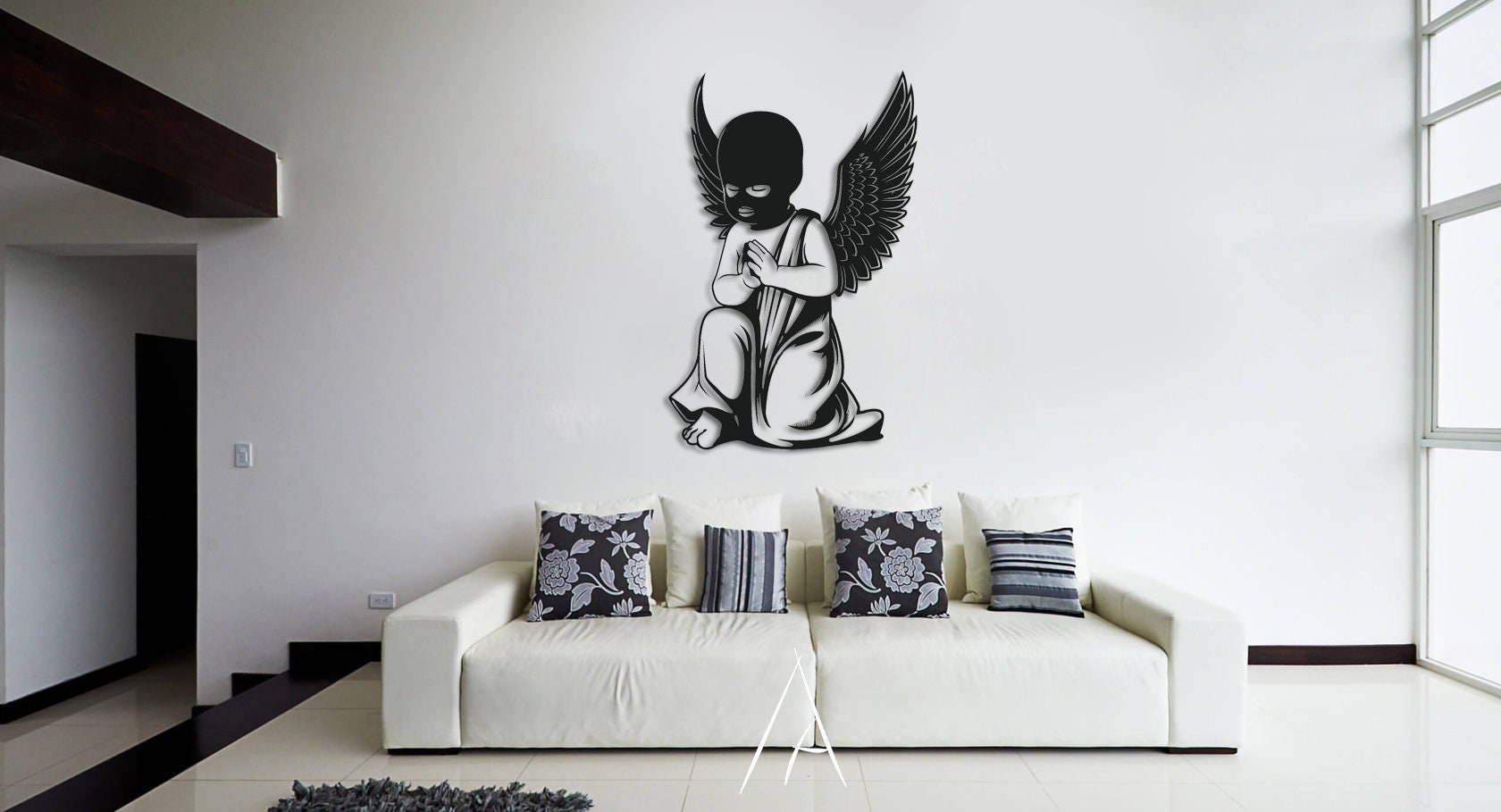 Angel With Ski Mask Wall Art Angel Wear Balaclava Wall Decor | Etsy India