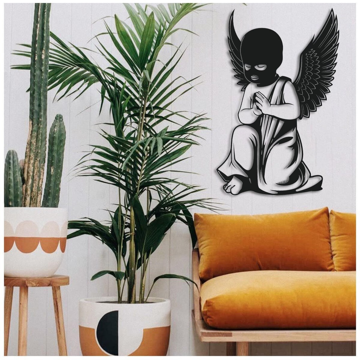 Angel With Ski Mask Wall Art Angel Wear Balaclava Wall Decor | Etsy