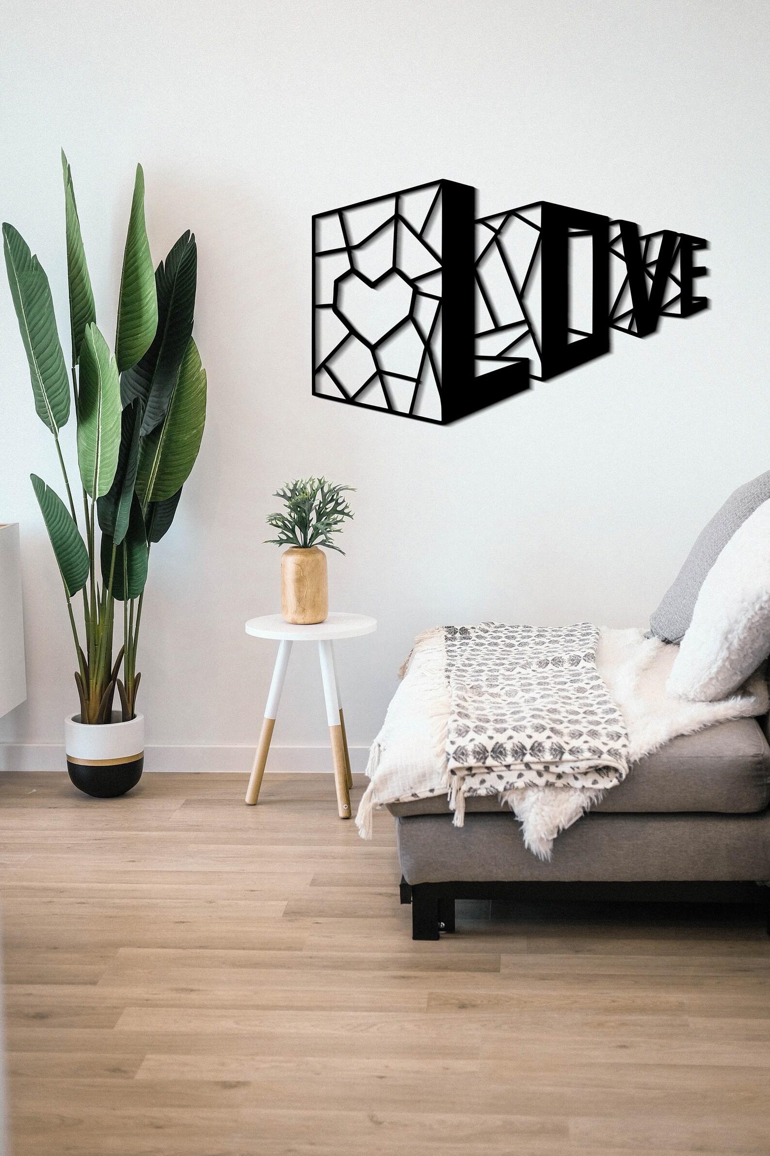Love Wooden Wall Art - 3D Love Text - Heart Wall Decor - Love ...