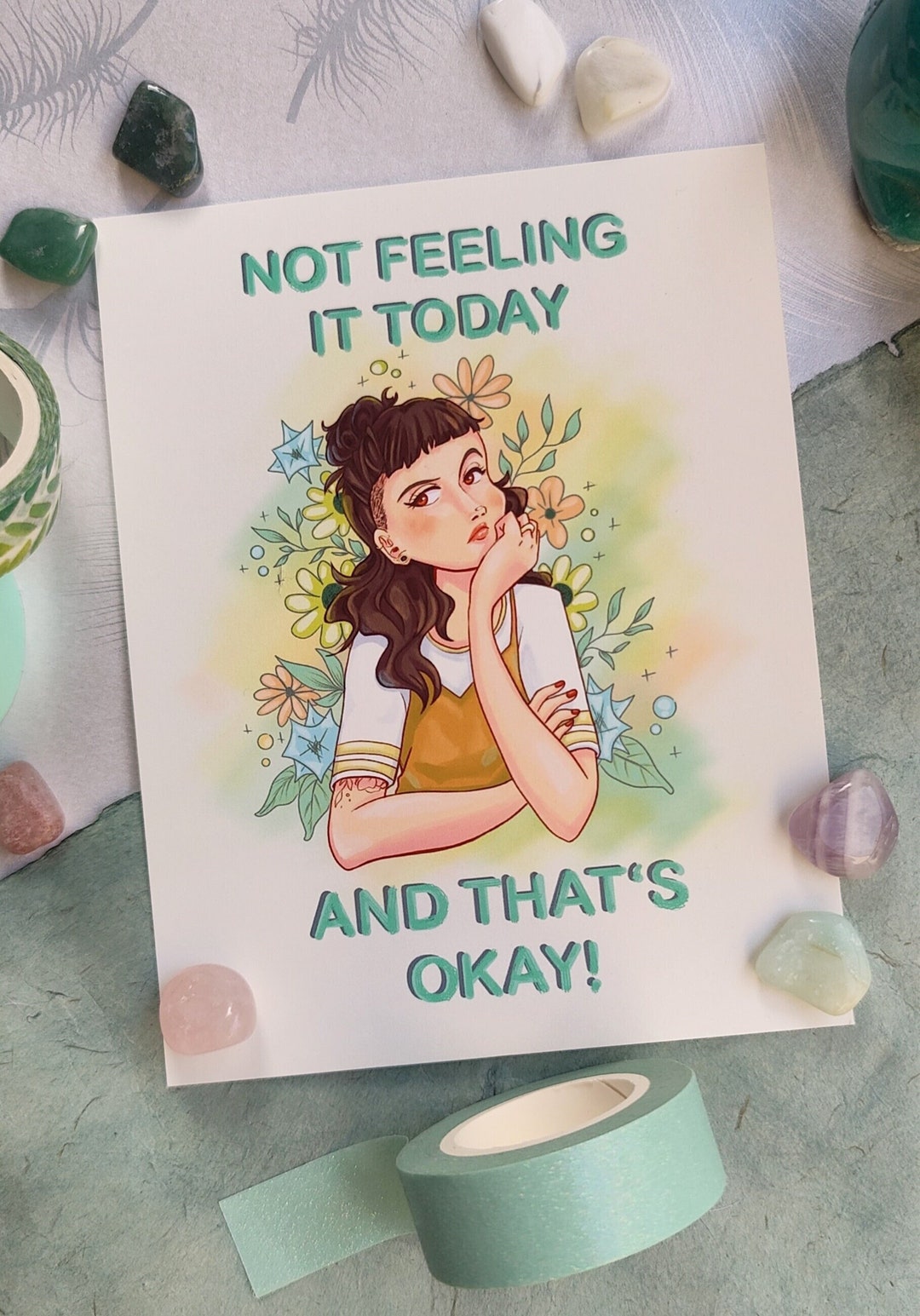 Not Feeling It Today - Motivational Quote - Mental Health Art - Self ...