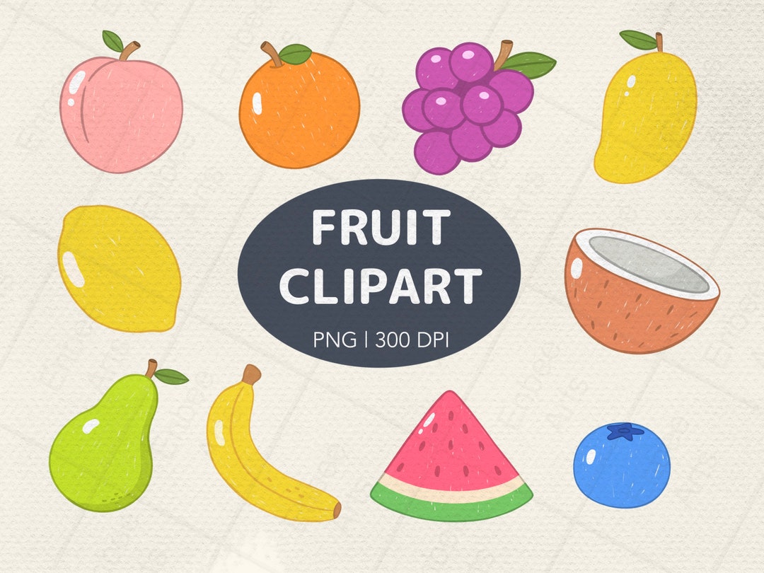 Fruit Clipart, Fruit, Instant Download, PNG, Lemon, Watermelon, Apple ...